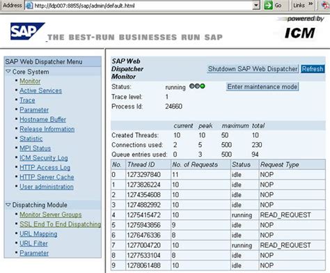 monitoring the sap web dispatcher sap library sap web dispatcher