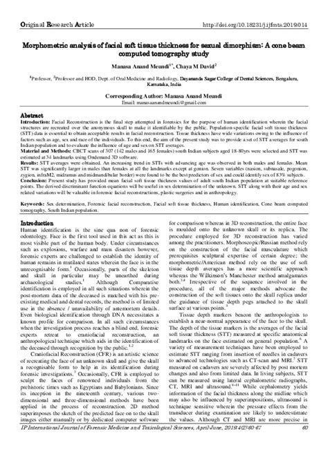 Pdf Morphometric Analysis Of Facial Soft Tissue Thickness For Sexual