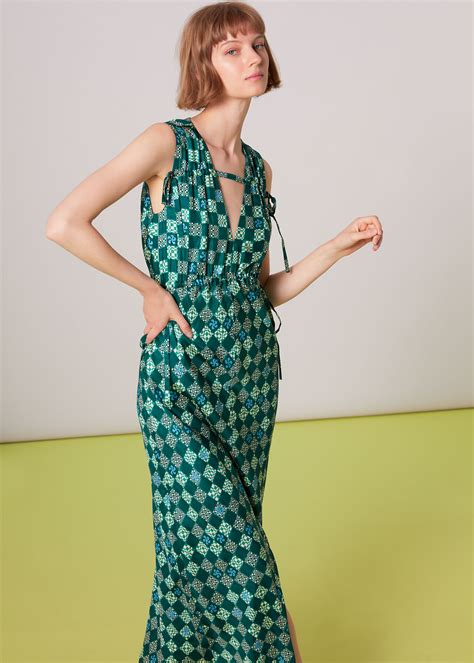 Green Multi Silk Checkerboard Dress Whistles