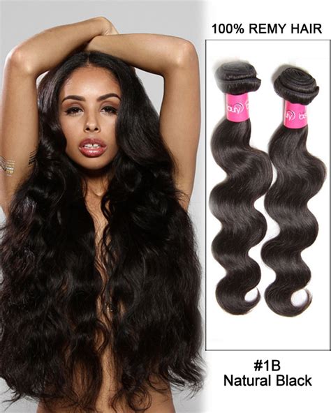 20” Natural Black Body Wave Brazilian Remy Hair Weave Weft Human Hair