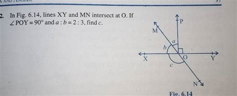 2 In Fig 6 14 Lines Xy And Mn Intersect At O If ∠poy 90∘ And A B 2 3