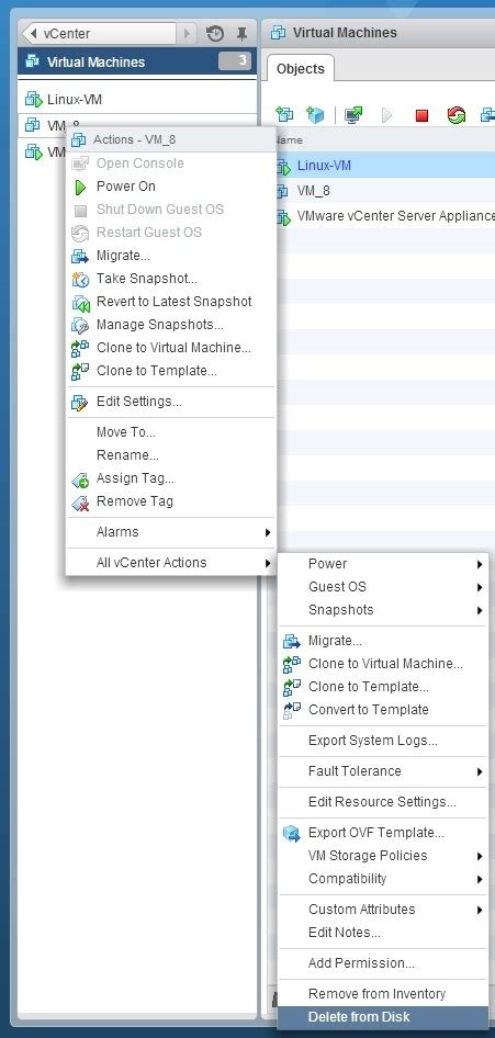 remove virtual machine vmware esxi