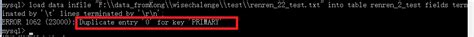 txt import mysql error 1062 23000 duplicate entry ‘0