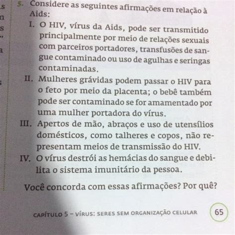 Considere As Seguintes Afirmações Em Relação à Aids Br