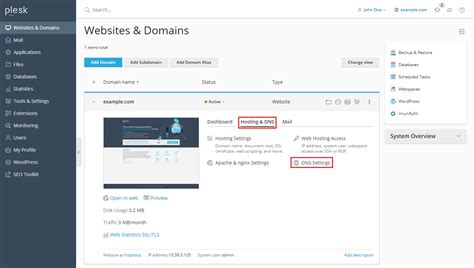 managing dns records plesk obsidian documentation