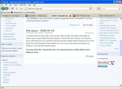how to install mingw page