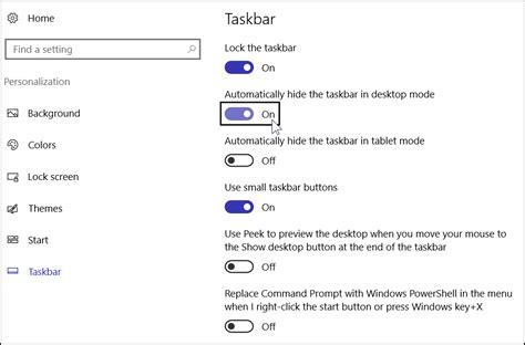 temporarily removing the taskbar while using windows 10 microsoft