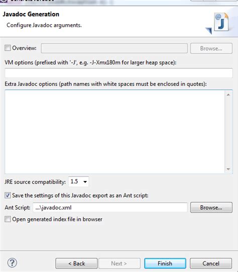 java executing the eclipse generate javadoc from the command line