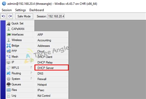 three angle media konfigurasi dhcp server di mikrotik