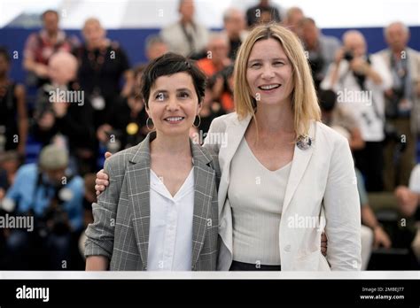 Director Lucie Caries And Clementine Deroudille Pose For Photographers