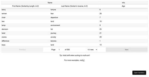 react table custom sorting codesandbox