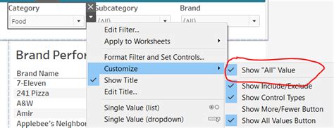 create multiple dropdown list filters in a tableau dashboard to filter