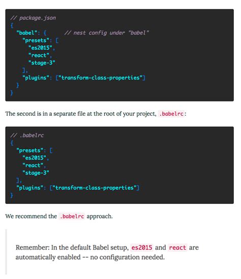 javascript does es2015 and react need to be explicitly configured in