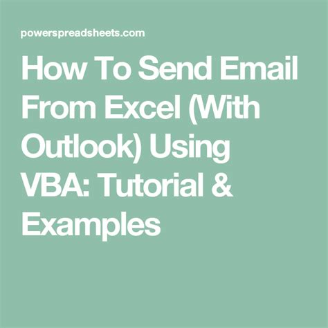how to send email from excel with outlook using vba tutorial
