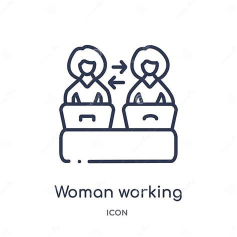 Linear Woman Working Process Icon From Ladies Outline Collection Thin