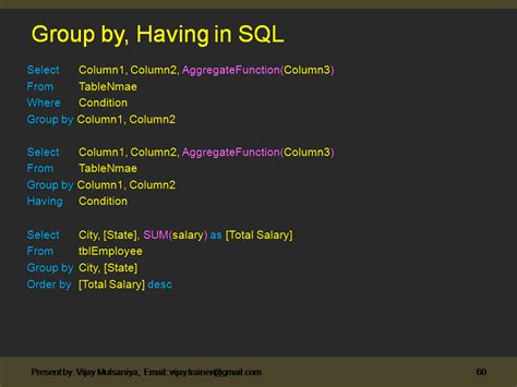 sql server tutorial lesson 14 alias aggregate group by and having