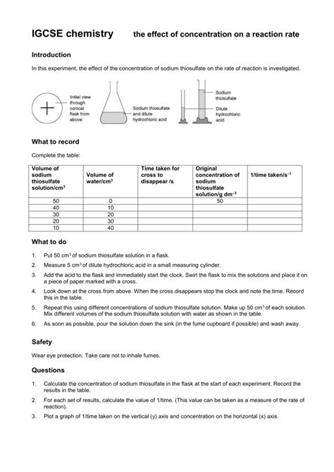 The Effect Of Concentration Temperature On A Reaction Rate Doc