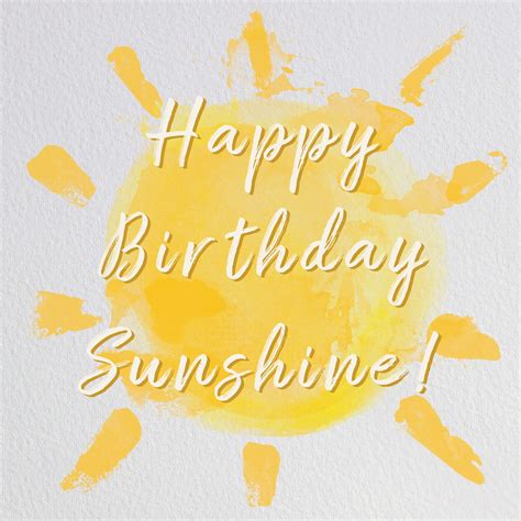 Happy Birthday Sunshine Water Color Boomf