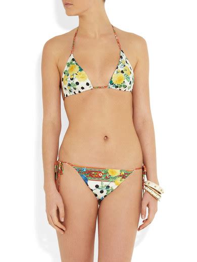 Dolce And Gabbana Reversible Printed Triangle Bikini Net A Porter Com