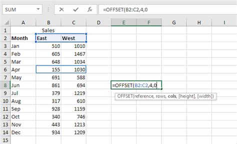 how to use the excel offset function in easy steps