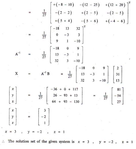 exercise 1 3 matrices linear equations by matrix inversion method