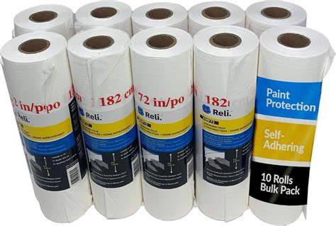 Jp Reli マスキングフィルム 10ロール バルク 90フィート X 72インチ 塗装用マスキング