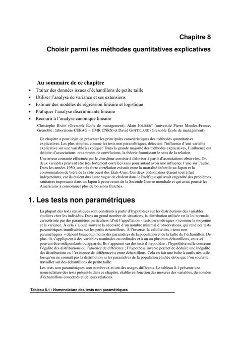 Pdf Choisir Parmi Les Méthodes Quantitatives Explicatives