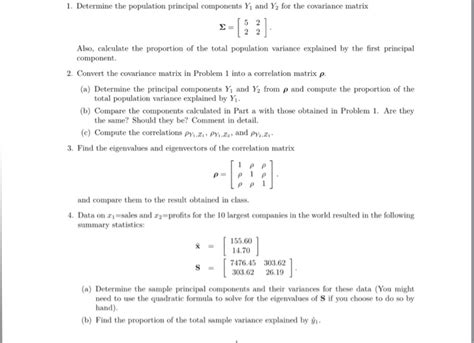 1 Determine The Population Principal Components And