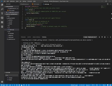esp32 serial monitor outputs nothing useful platformio community