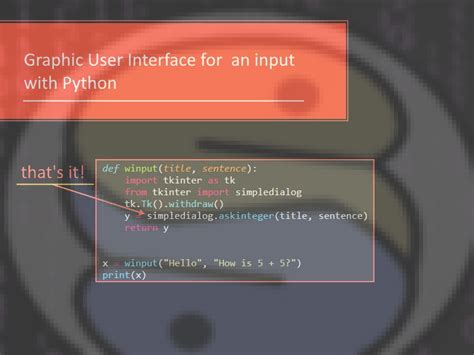 gui input in a window with python python programming