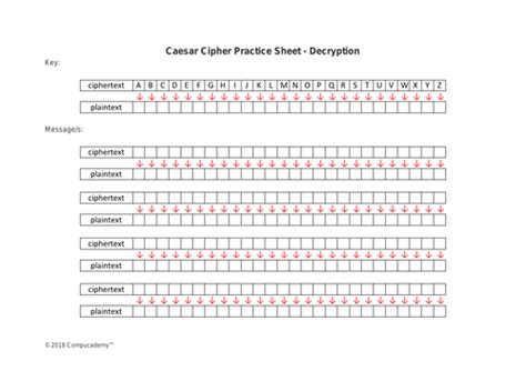 gcse computer science caesar cipher practice worksheets teaching