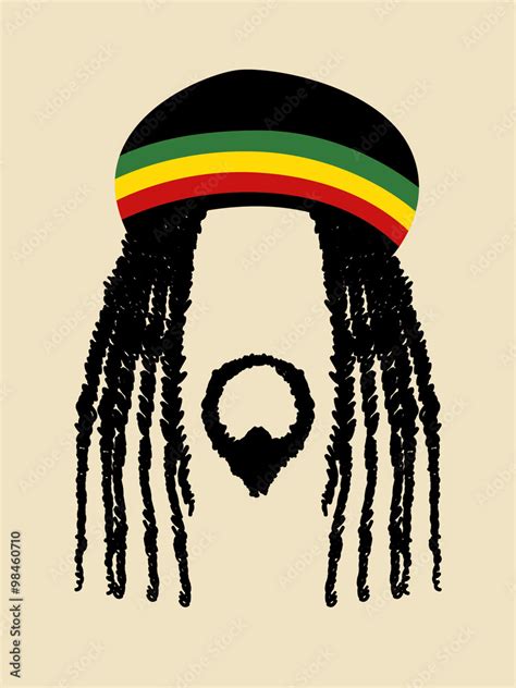 Face Symbol Of A Man With Dreadlocks Hairstyle Rasta Rastafarian