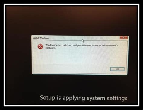 windows setup could not configure windows to run on this computer s