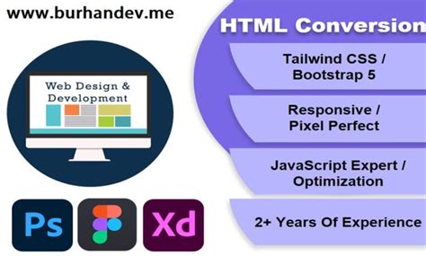 convert figma xd sketch psd to html using bootstrap tailwind by