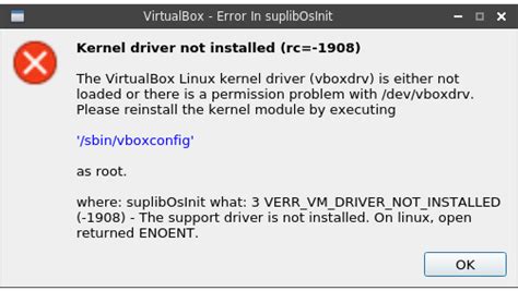 linux the virtualbox linux kernel driver vboxdrv is either not