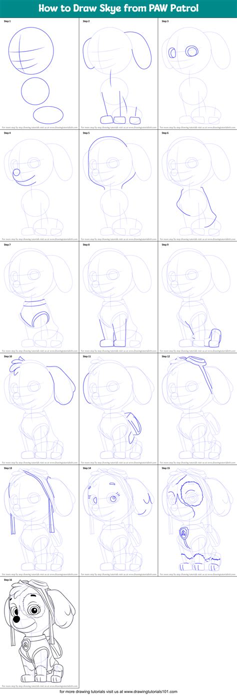 How To Draw Skye From Paw Patrol Printable Step By Step Drawing Sheet F9d
