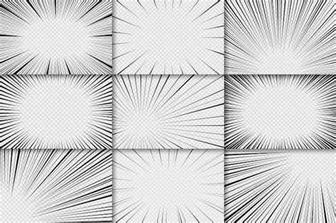 Quadros De Mangá Com Linhas De Flash De Velocidade Efeito Radial De