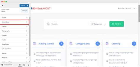 how to configure betterdocs handbook layout in wordpress betterdocs