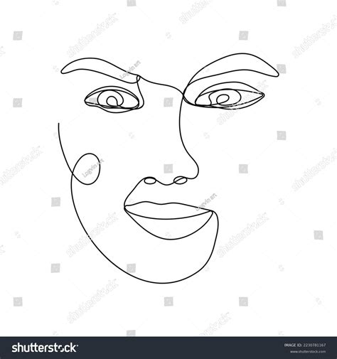 Continuous One Line Drawing Woman Face Stock Vector Royalty Free