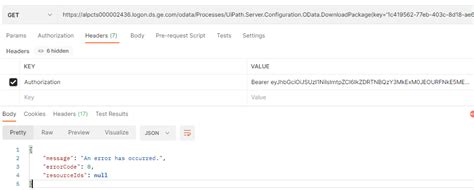 error occurred when using the downloadpackage api orchestrator