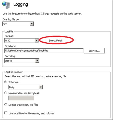 how to setup and edit logging in iis on a windows 2008 r2 server