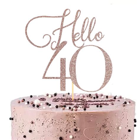 Buy Yesswl Hello 40 Cake Topper Glitter Rose Gold 40th Birthday Cake