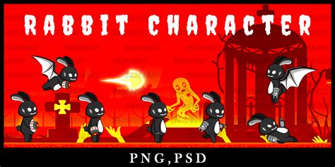 game asset rabbit shadow character sprite sheet by zerobat g
