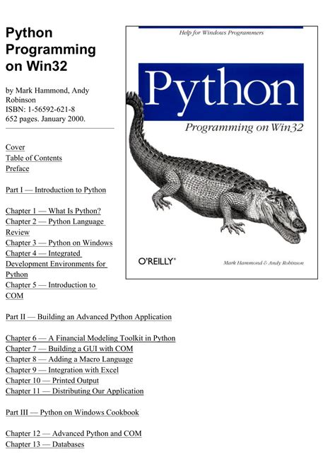 python programming on win32 x manualzz
