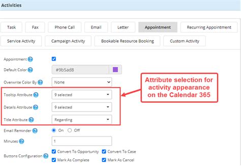 configure tooltip popup and title attributes to display in calendar 365