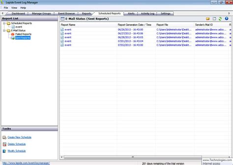 comprehensive event log reporting and compliance status reports