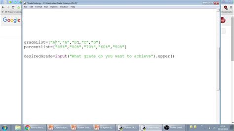 python tutorial 12 two lists to match a grade to a percentage youtube