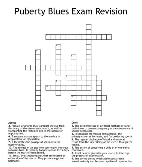 Similar To Year 8 Sexual Education Crossword Wordmint