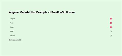 angular material selection list example angular mat selection list