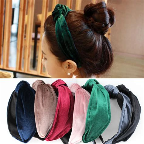 3pcs Lot Solid Color Velvet Knot Design Wide Headbands Women Hairbands